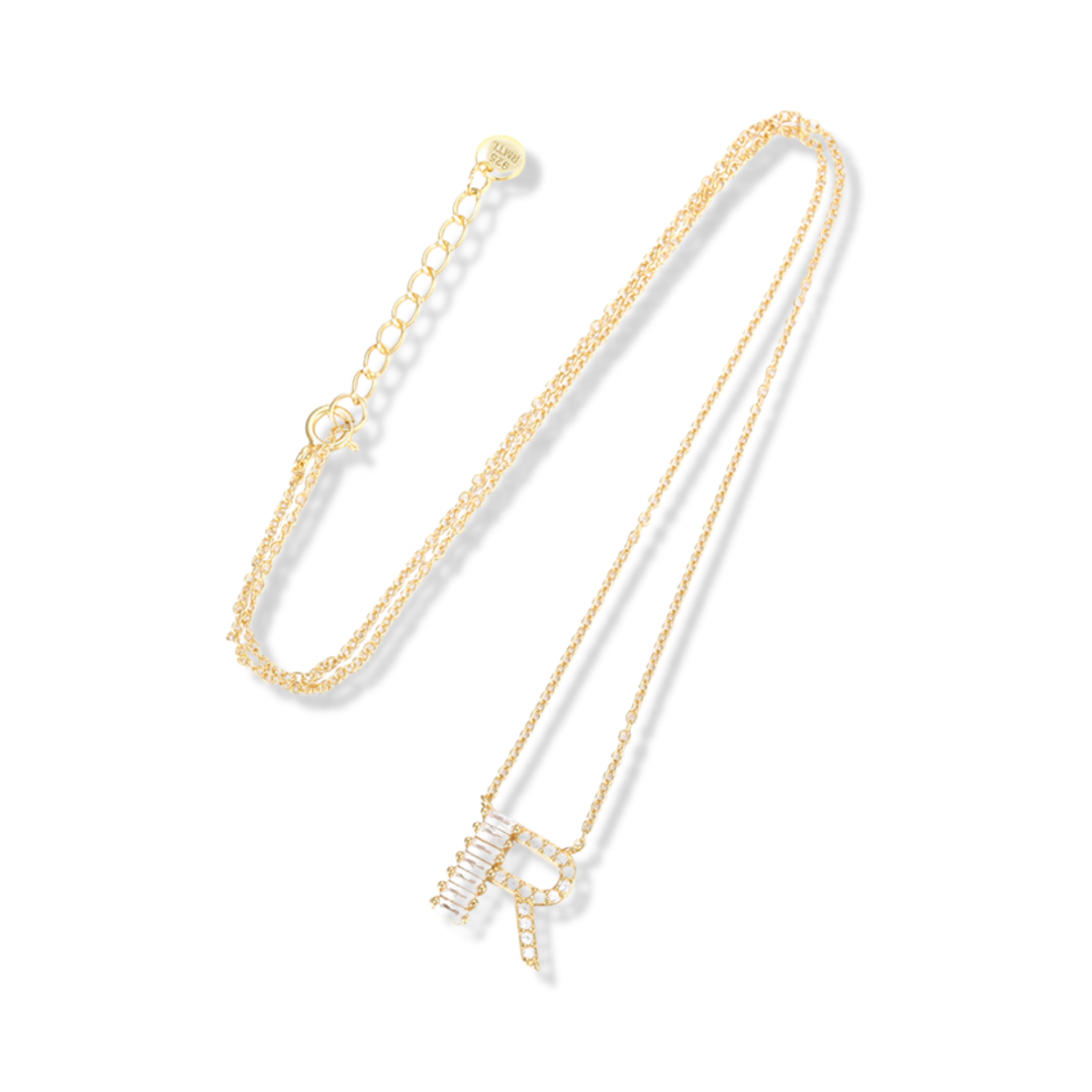 Baguette initial necklace store